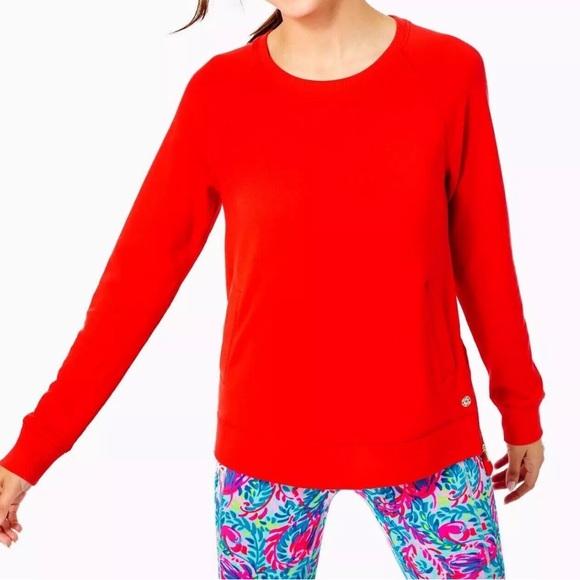 Lilly Pulitzer | Tops | Lilly Pulitzer Beach Comber Pullover Ruby Red ...